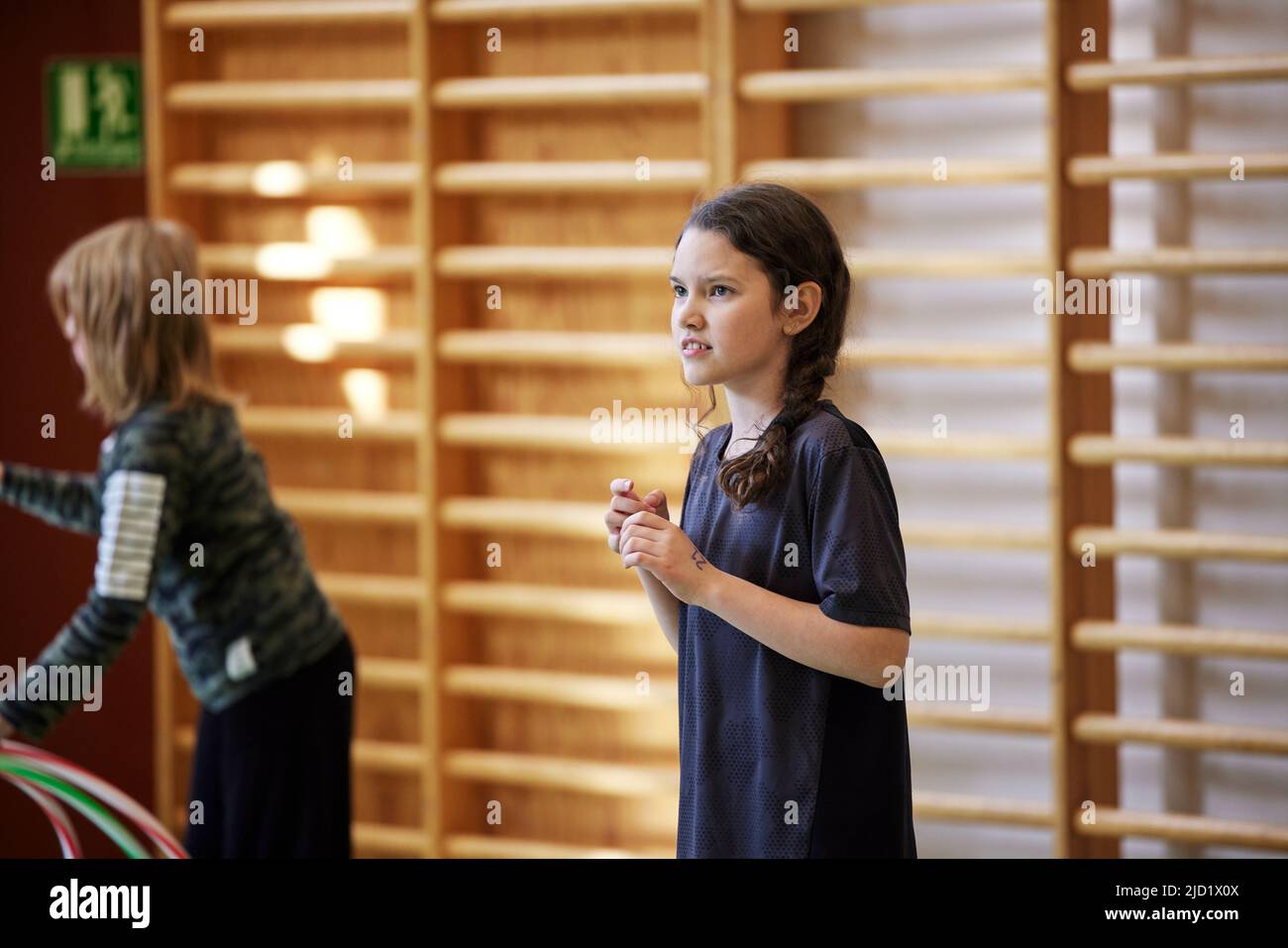 Children having PE class in school gym Stock Photo - Alamy