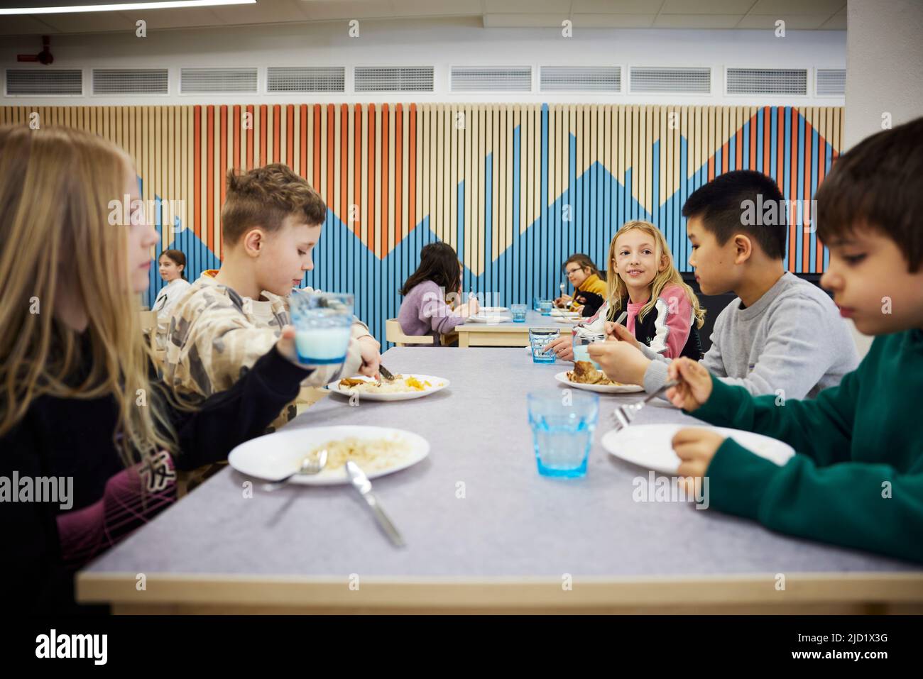 Children having lunch in cafeteria Stock Photo - Alamy