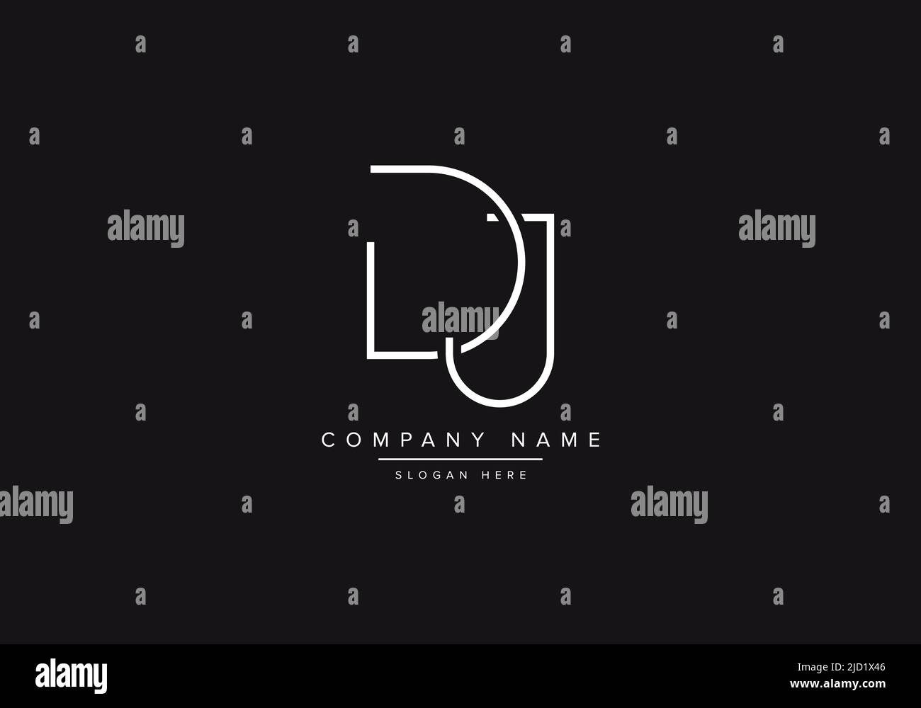 Alphabet DJ illustration monogram vector logo template in classic ...