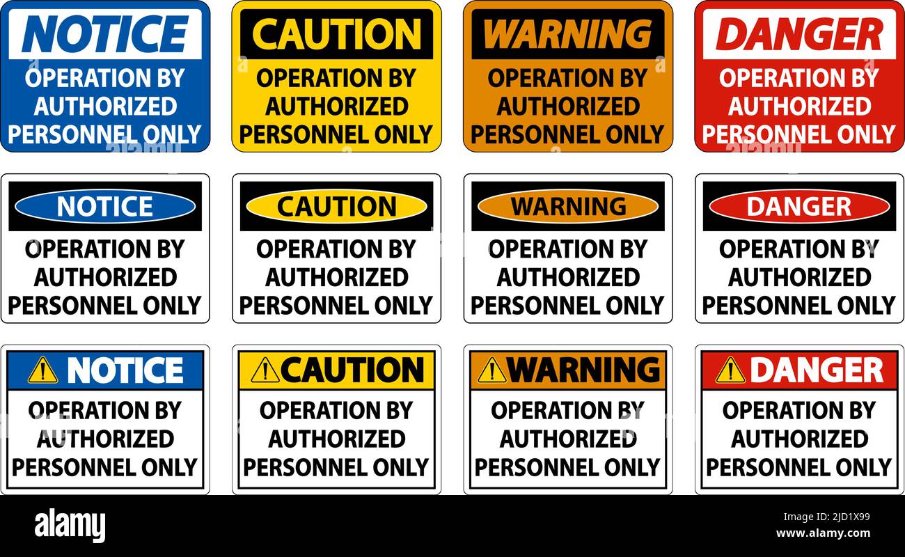 Operation By Authorized Only Sign On White Background Stock Vector ...
