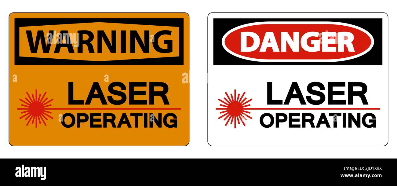 Warning Safety Sign Laser Operating On White Background Stock Vector ...