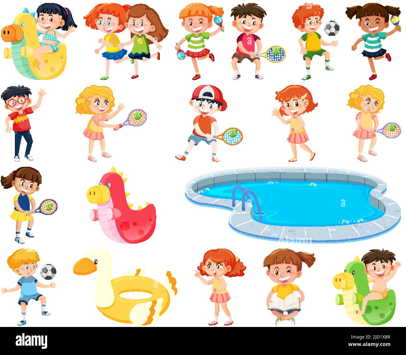 Set of children doing different activities illustration Stock Vector ...