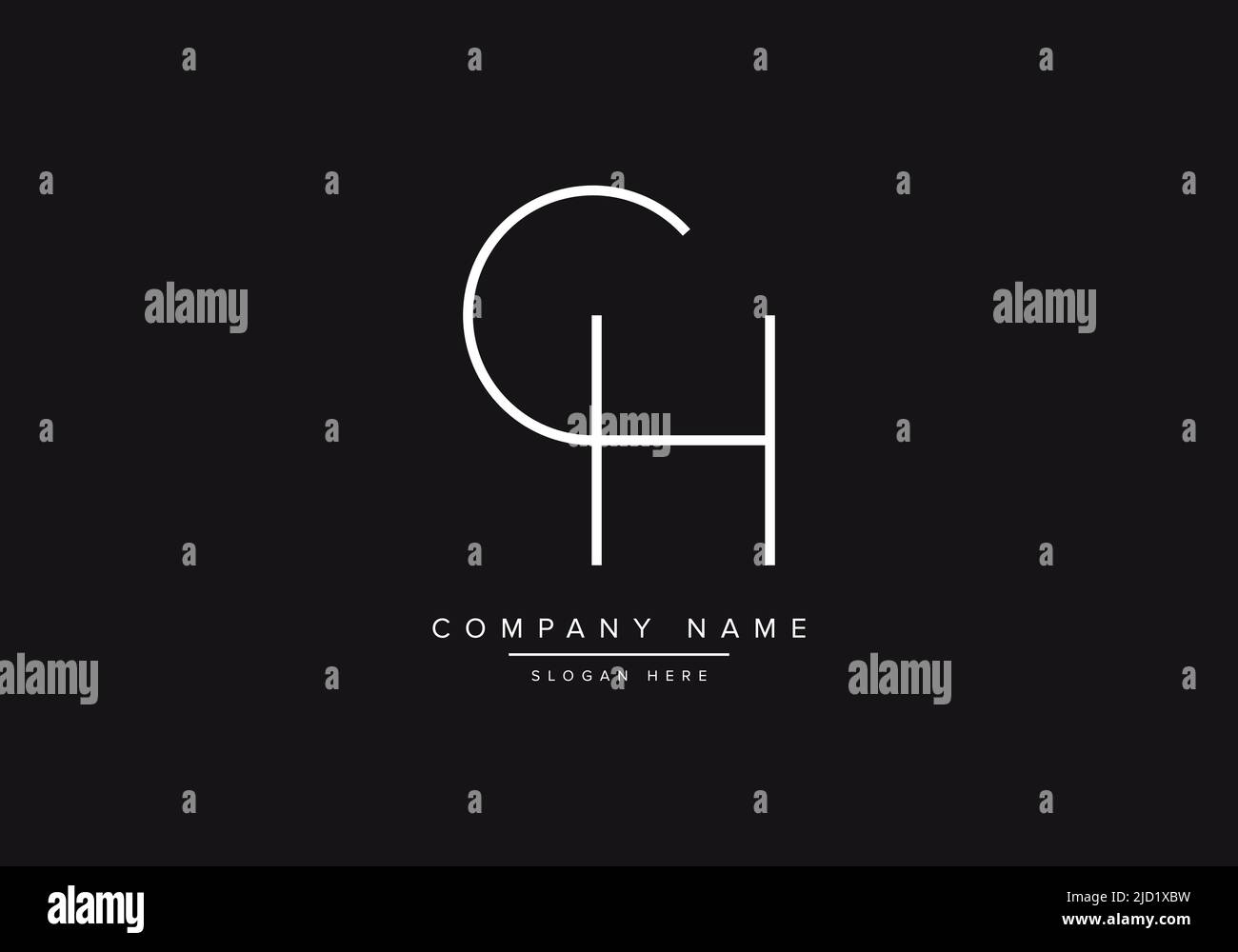 Alphabet CH illustration monogram vector logo template in classic ...