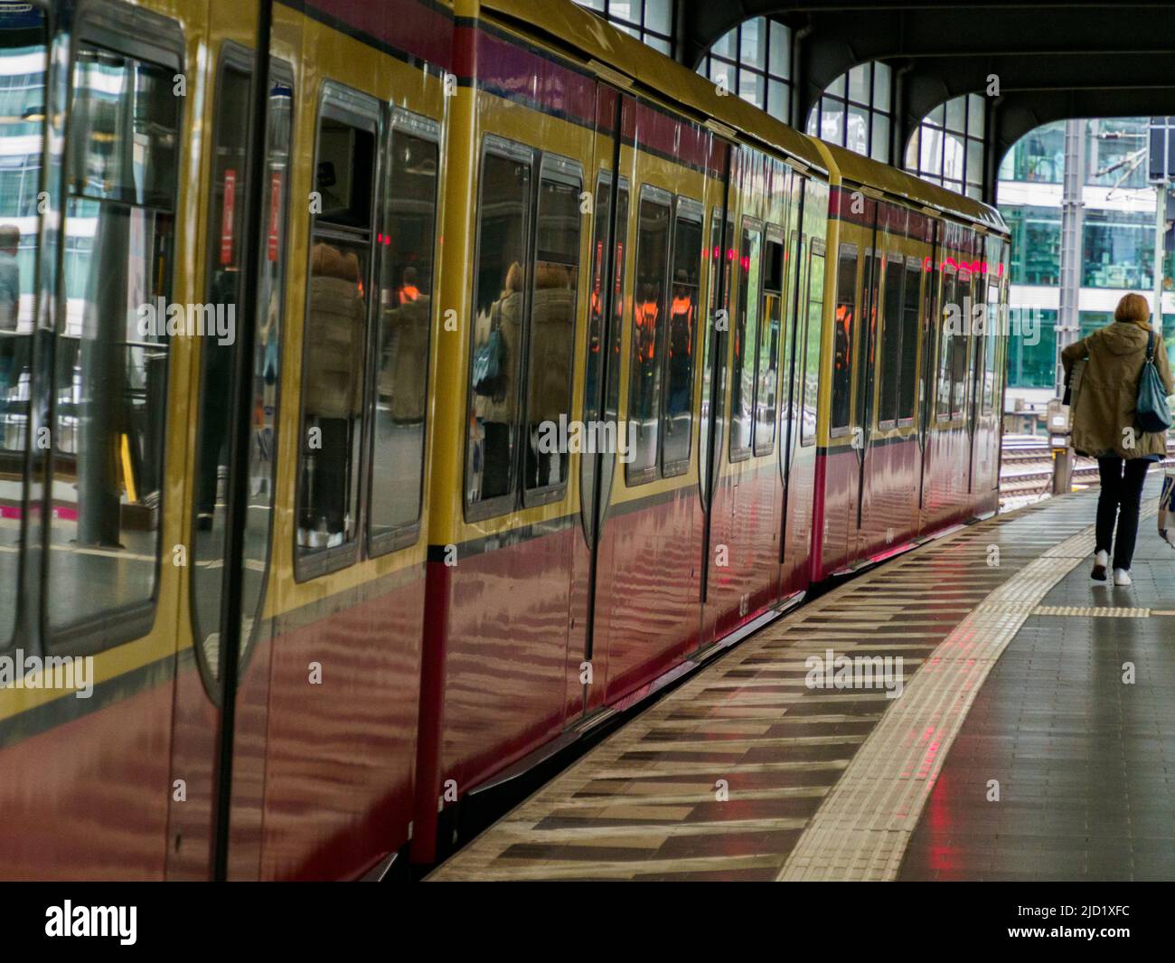 Berlin, Germany- Aug 2020: Traditional yellow red S-Bahn city trains in ...