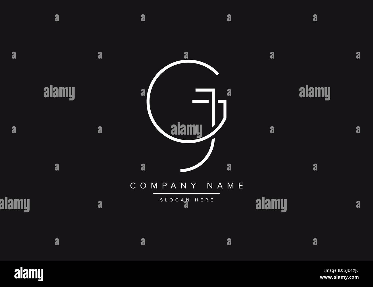 Alphabet GJ illustration monogram vector logo template in classic ...