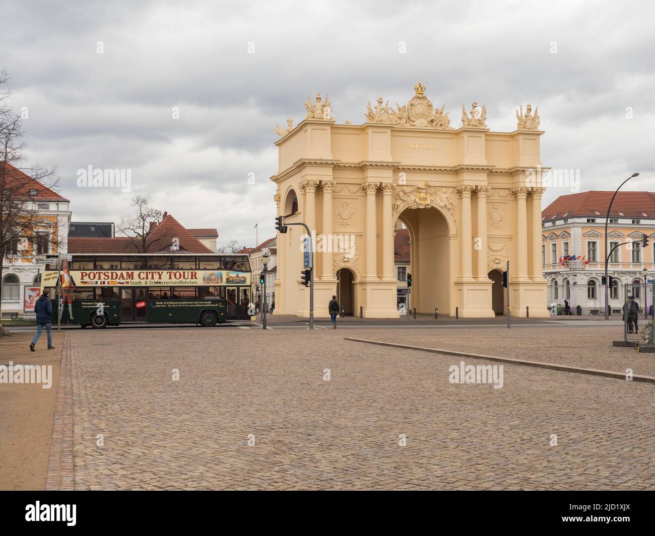 Potsdam, Poczdam, Germany - Mar 2019: Brandenburg Gate from the field ...