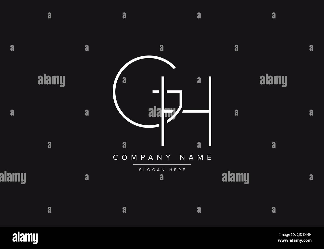 Alphabet GH illustration monogram vector logo template in classic ...
