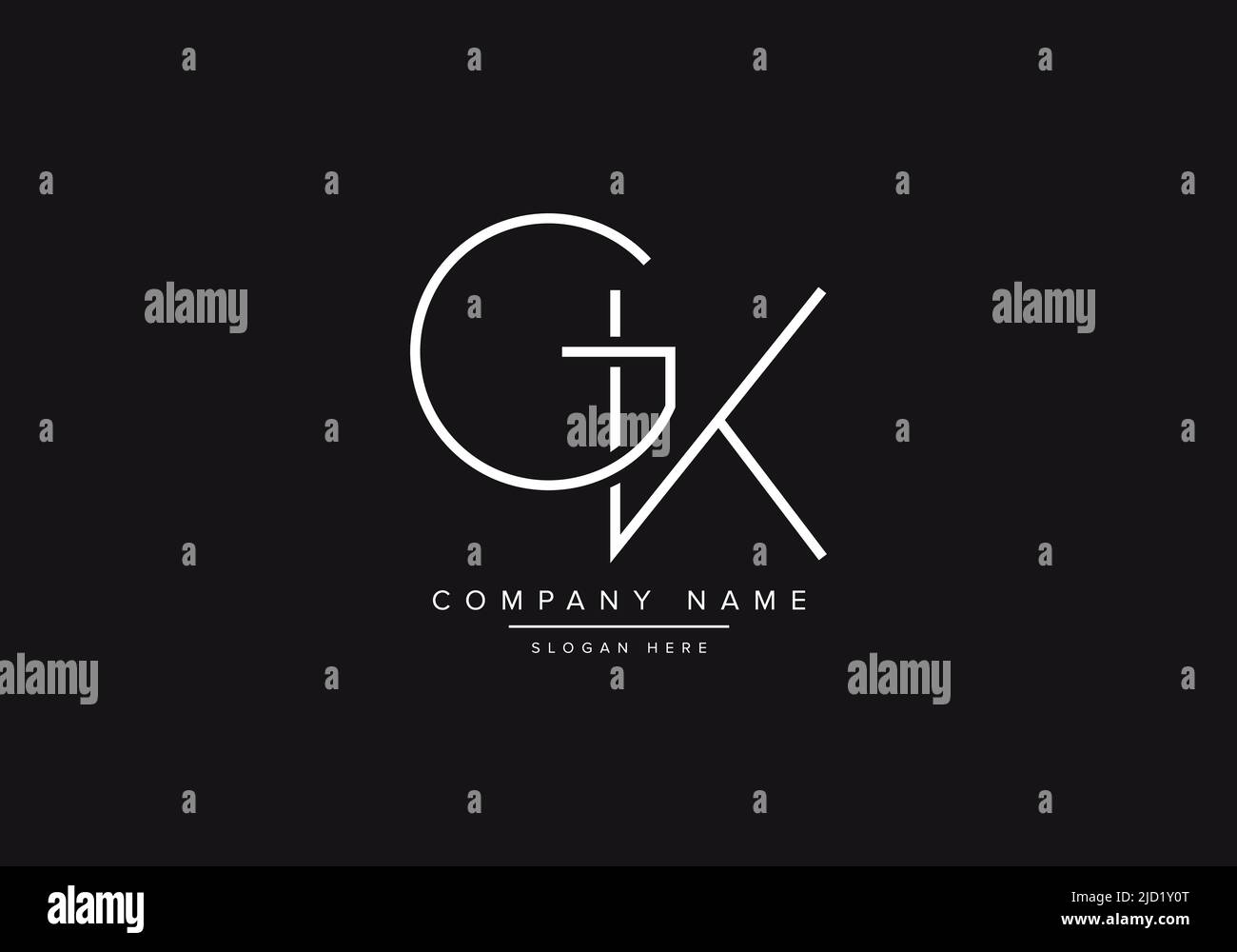 Alphabet GK illustration monogram vector logo template in classic ...