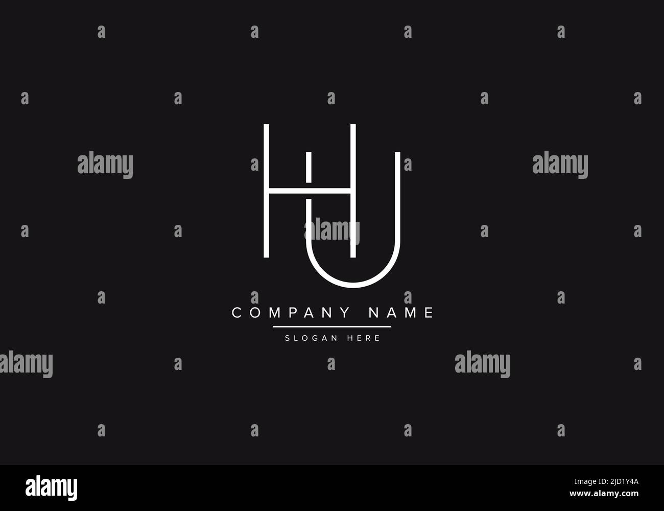 Alphabet HU illustration monogram vector logo template in classic ...