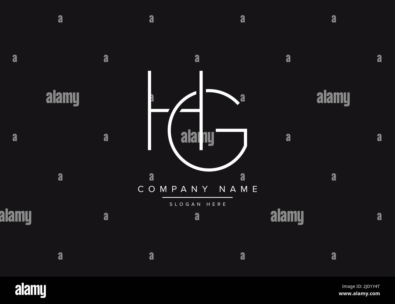 Alphabet HG illustration monogram vector logo template in classic ...