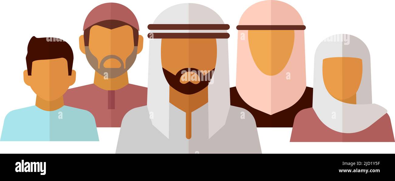 Muslim people portrait. Islamic men and women Stock Vector Image & Art ...