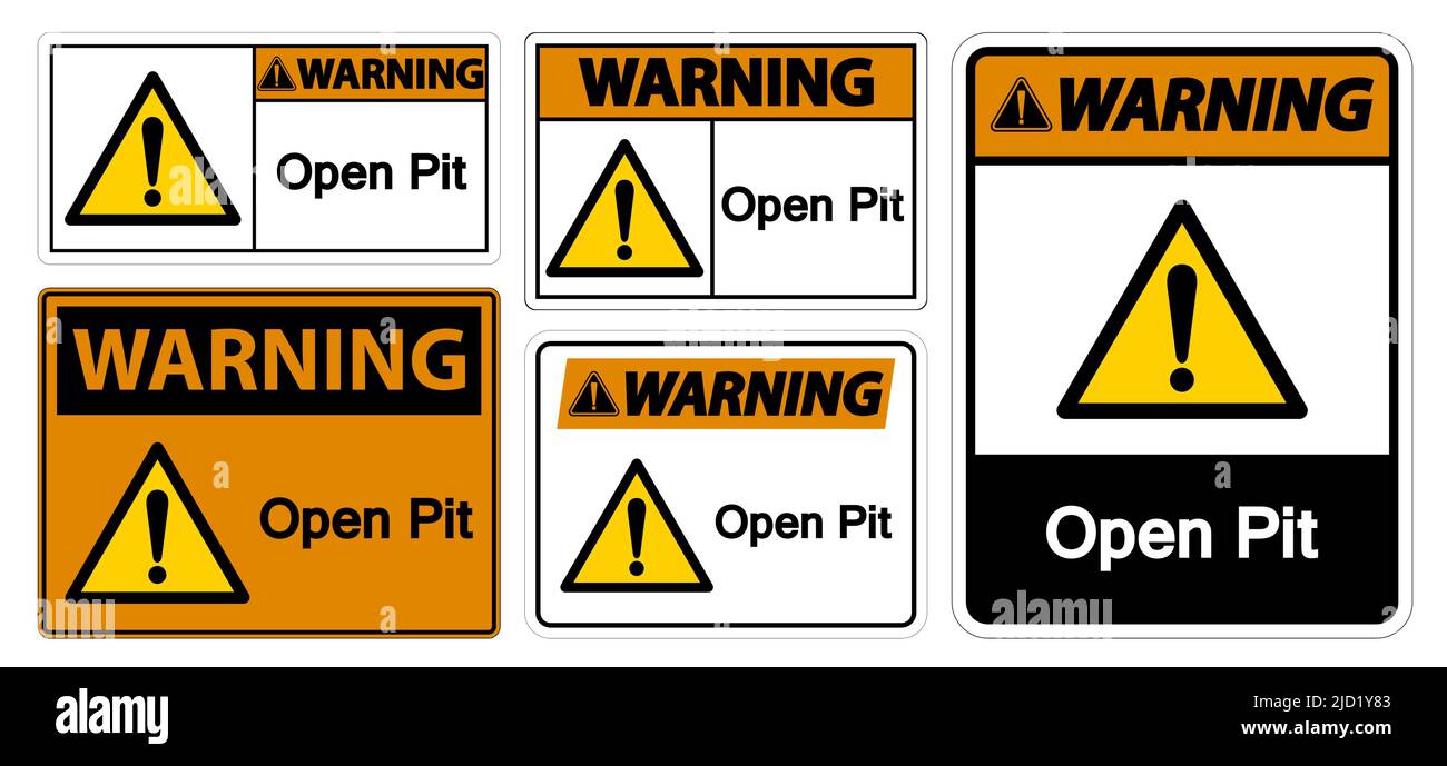 Warning Open Pit Sign Isolate On White Background,Vector Illustration ...