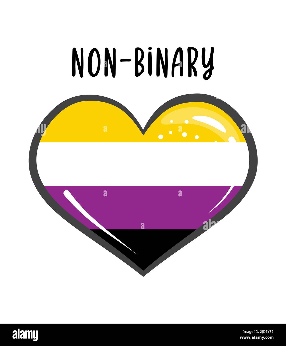 Non binary heart symbol - Rainbow heart sticker Pride Banner. LGBT Flag colors. Happy Pride ...