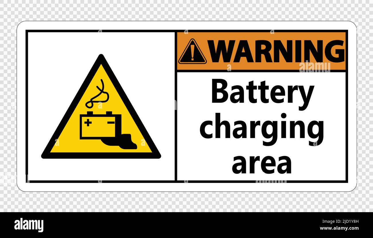 Warning battery charging area Sign on transparent background Stock ...
