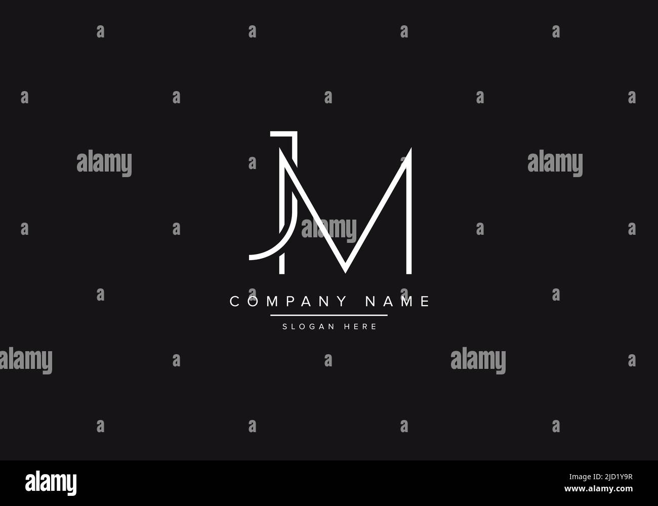 Alphabet JM illustration monogram vector logo template in classic ...