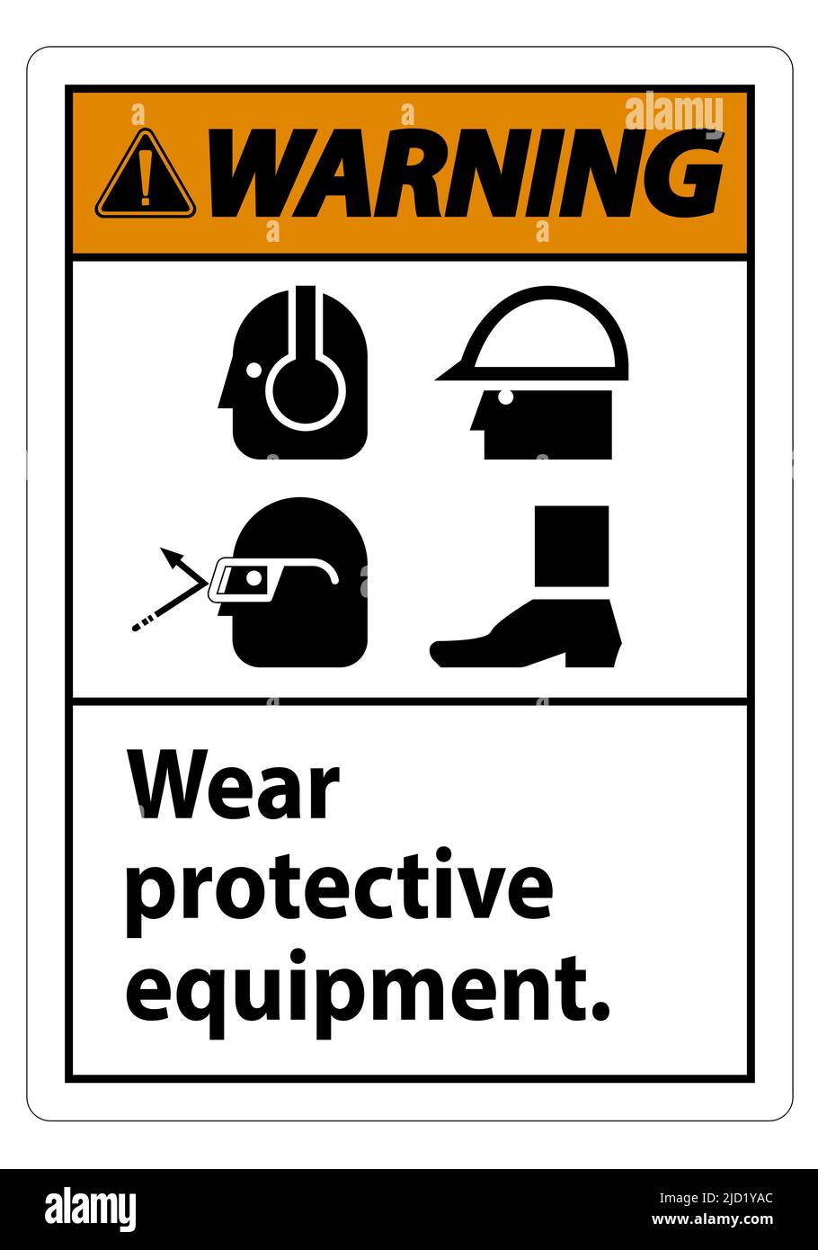 Warning Sign Wear Protective Equipment,With PPE Symbols on White ...