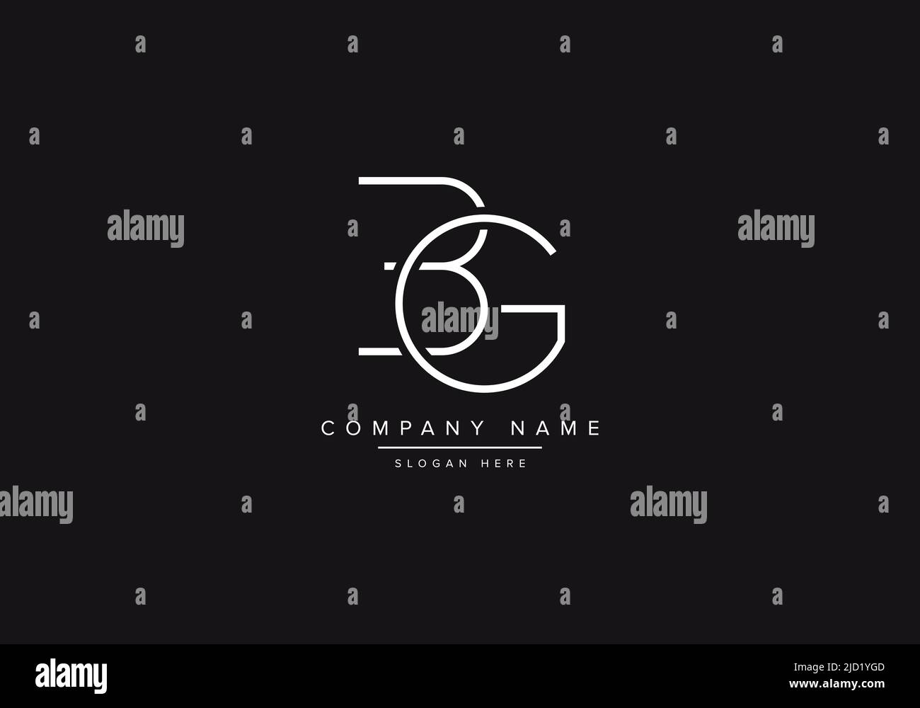 Alphabet BG illustration monogram vector logo template in classic ...