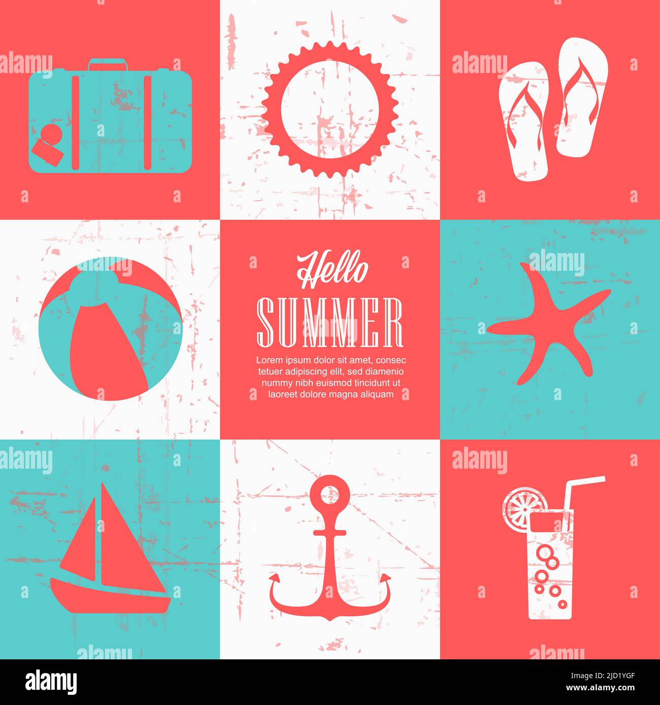 Summer retro banner header poster template with middle text content ...