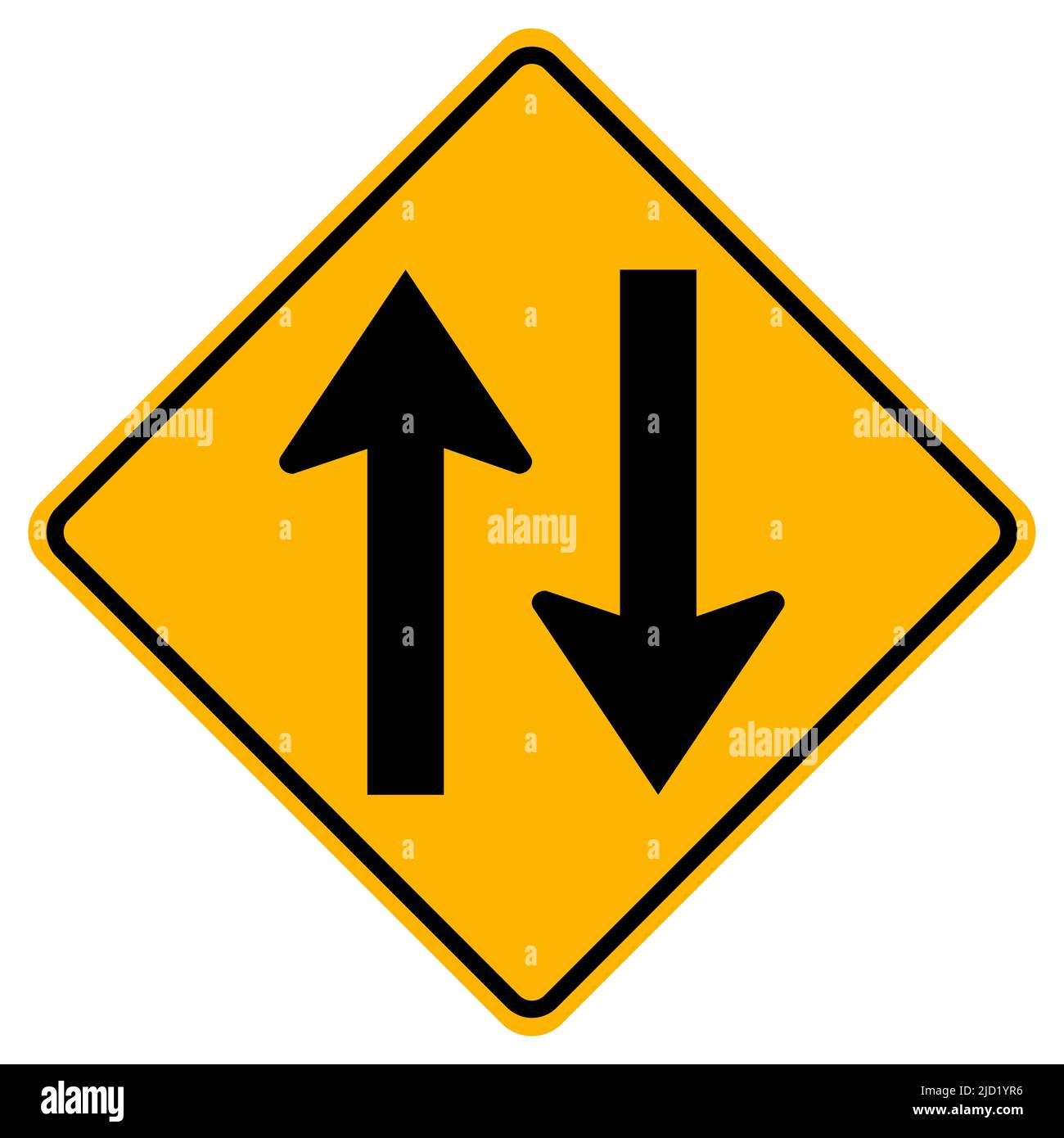 Warning signs Two-way traffic on white background Stock Vector Image ...