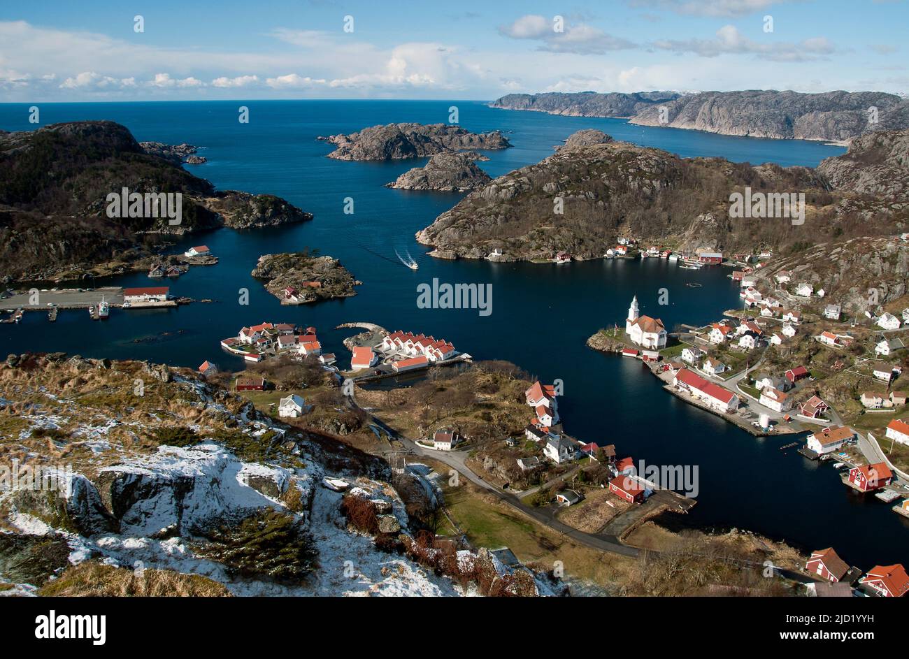 The village of Kirkehamn at the island of Hidra (Agder) in south ...