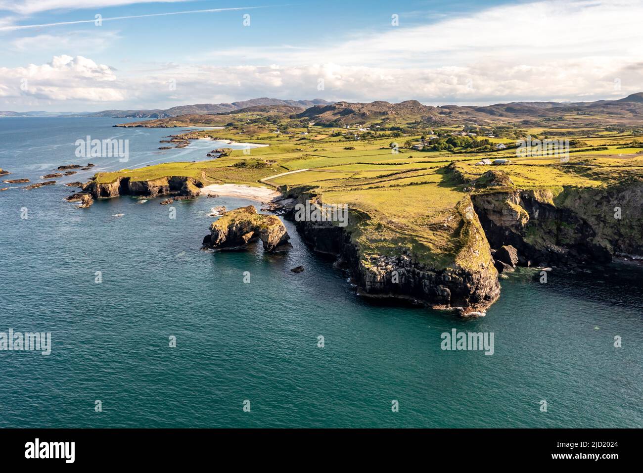 Aerial view of the Great Pollet Sea Arch, Fanad Peninsula, County Donegal, Ireland Stock Photo ...