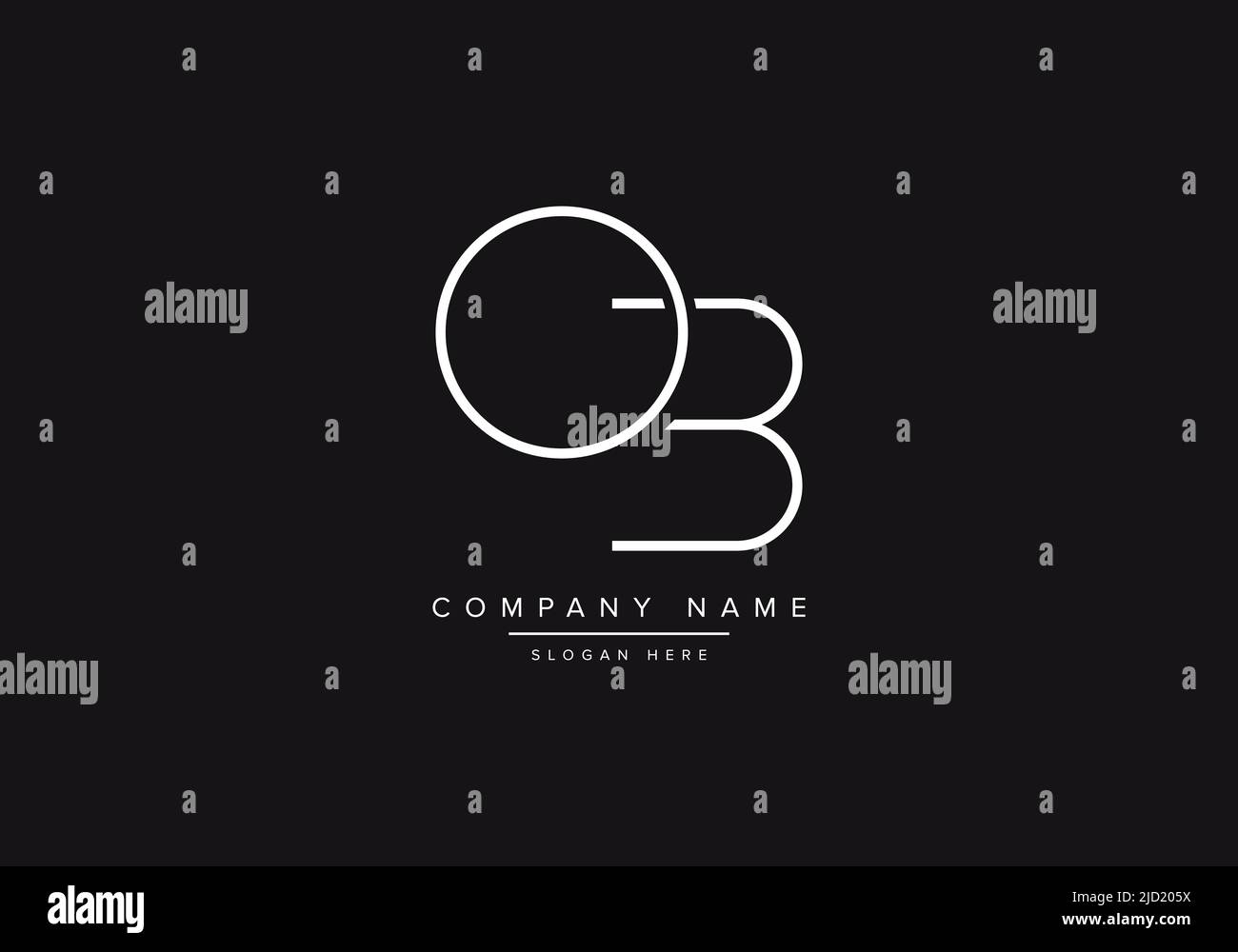 OB, abstract monogram vector logo design, initial logo, line art, logo ...