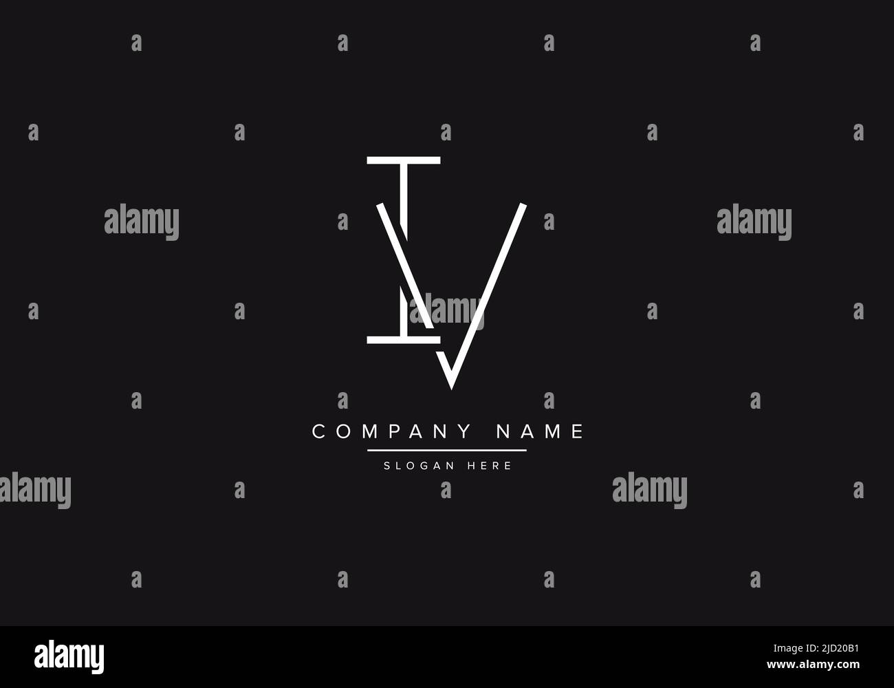 IV, abstract monogram vector logo design, initial logo, line art, logo ...