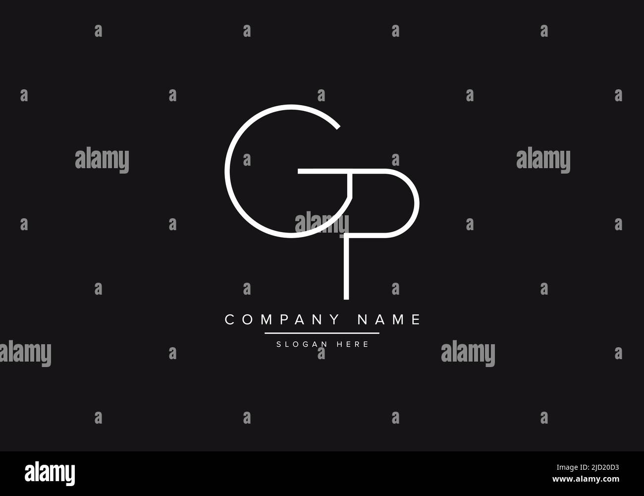 GP, abstract monogram vector logo design, initial logo, line art, logo ...
