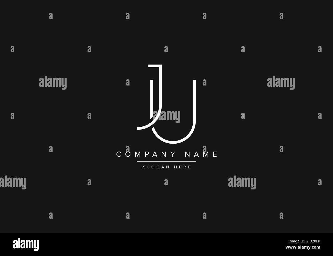 JU, abstract monogram vector logo design, initial logo, line art, logo ...
