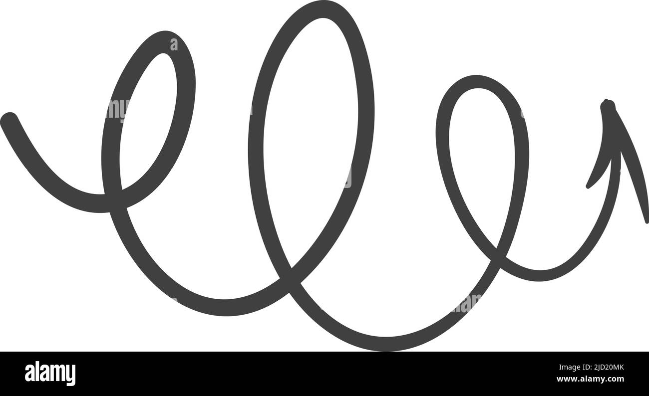 Curly arrow. Twisted rotating motion doodle symbol Stock Vector Image ...
