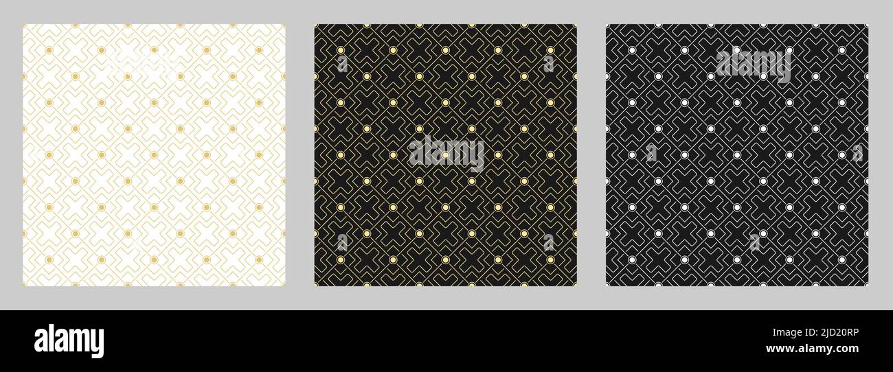 set of seamless patterns on a white and black background for textiles ...