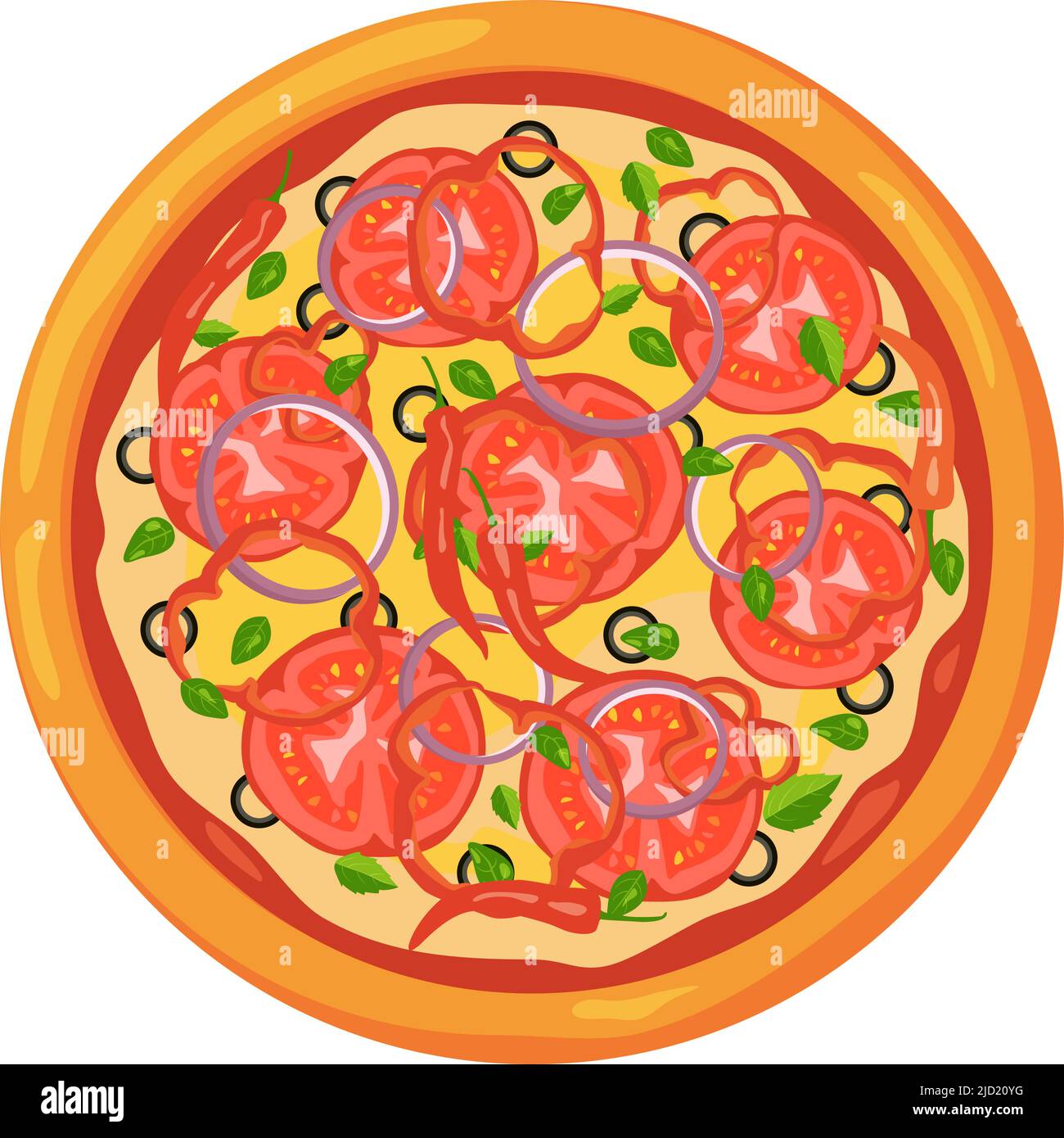 Pizza margherita top view Stock Vector Images - Alamy