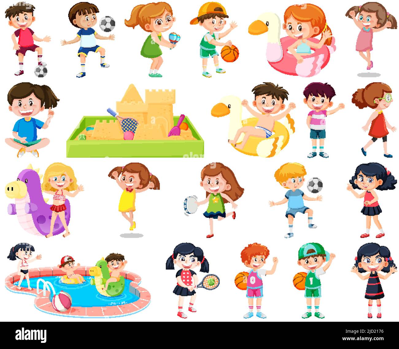 Set of children doing different activities illustration Stock Vector ...