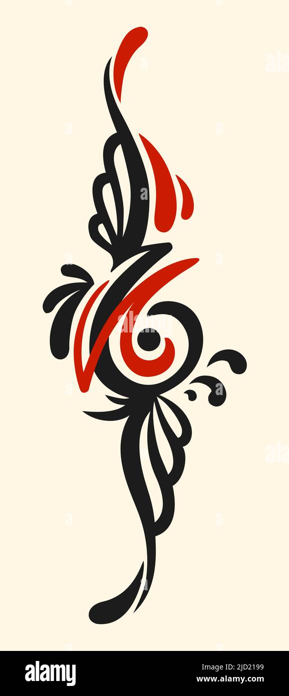 vertical design graphic element, scroll style pinstriping, isolated ...