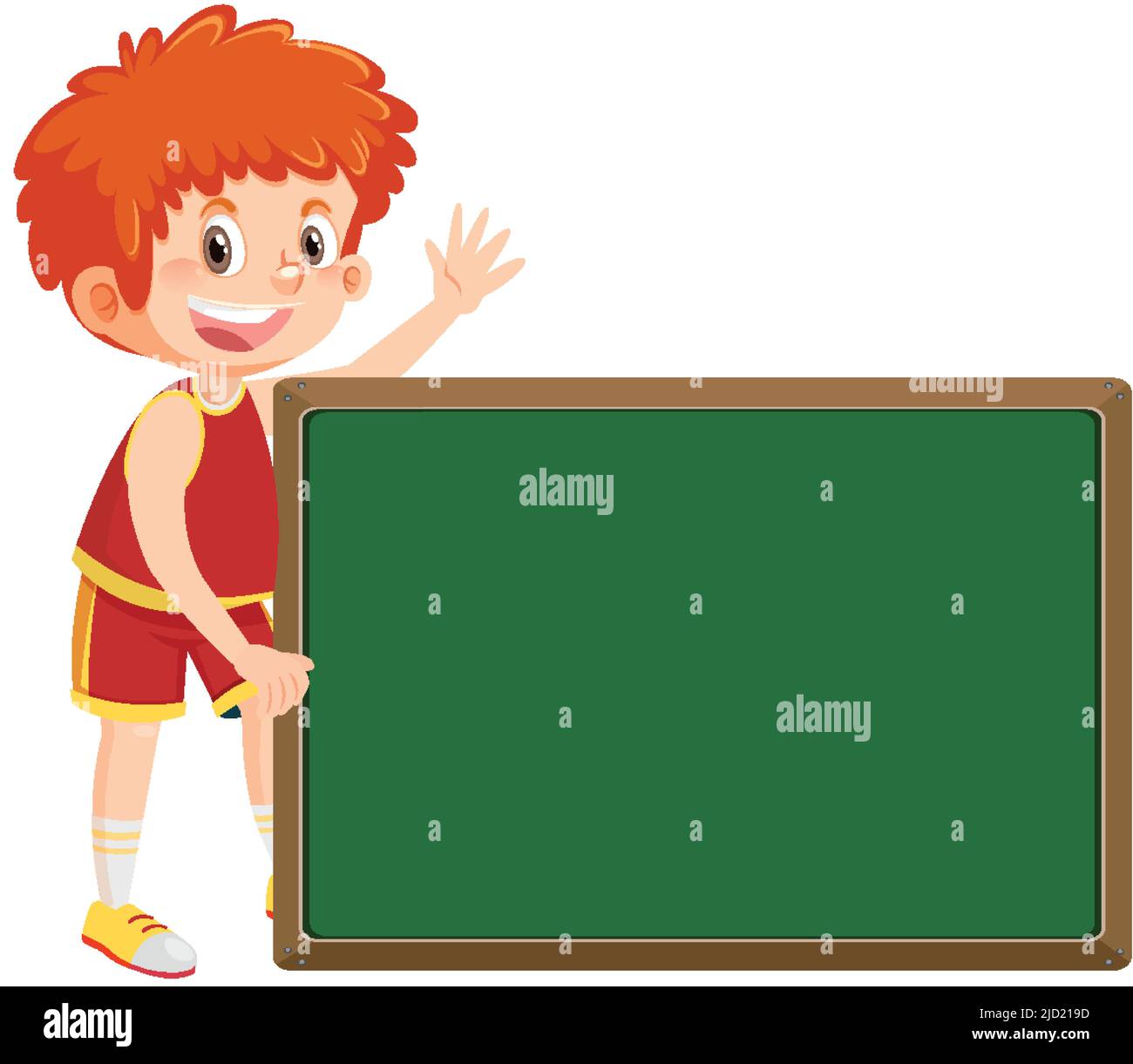 Cute boy with empty chalkboard isolated illustration Stock Vector Image ...