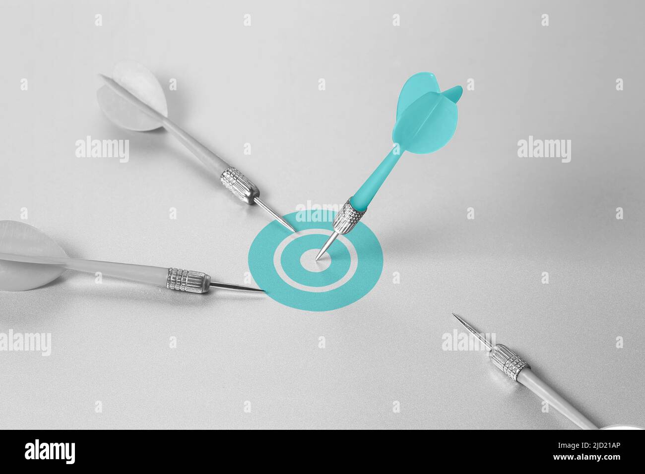 blue dart arrow hitting the target center, success concept Stock Photo ...