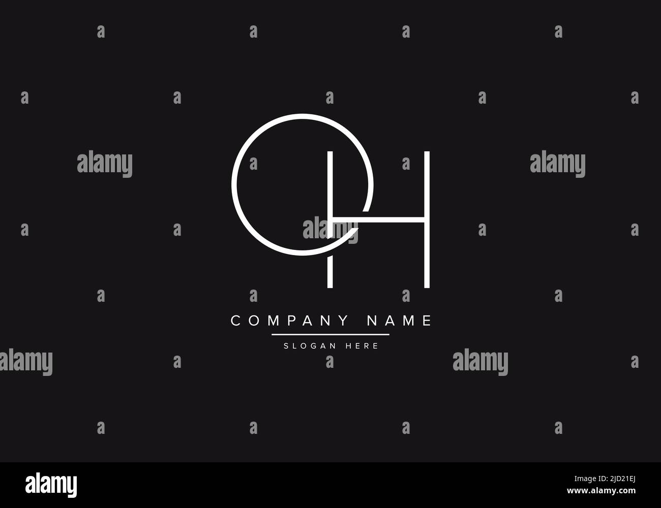 OH, abstract monogram vector logo design, initial logo, line art, logo ...