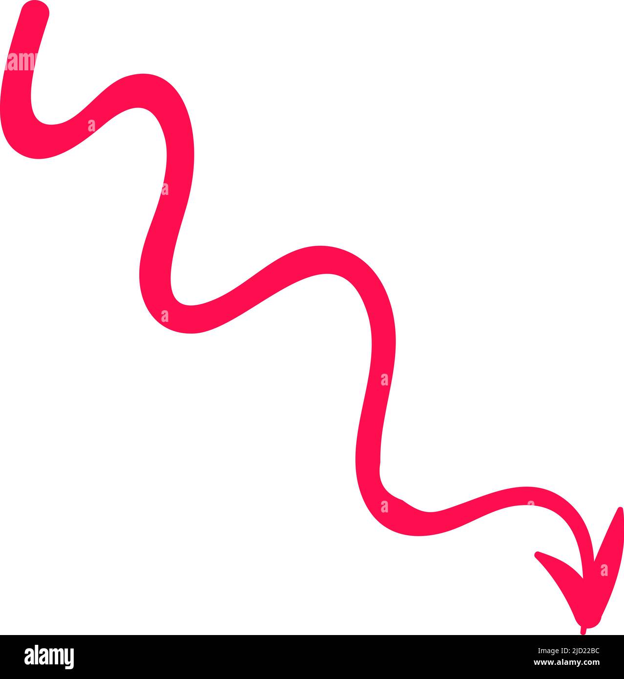 Curved downward arrow. Red doodle smooth line Stock Vector Image & Art ...
