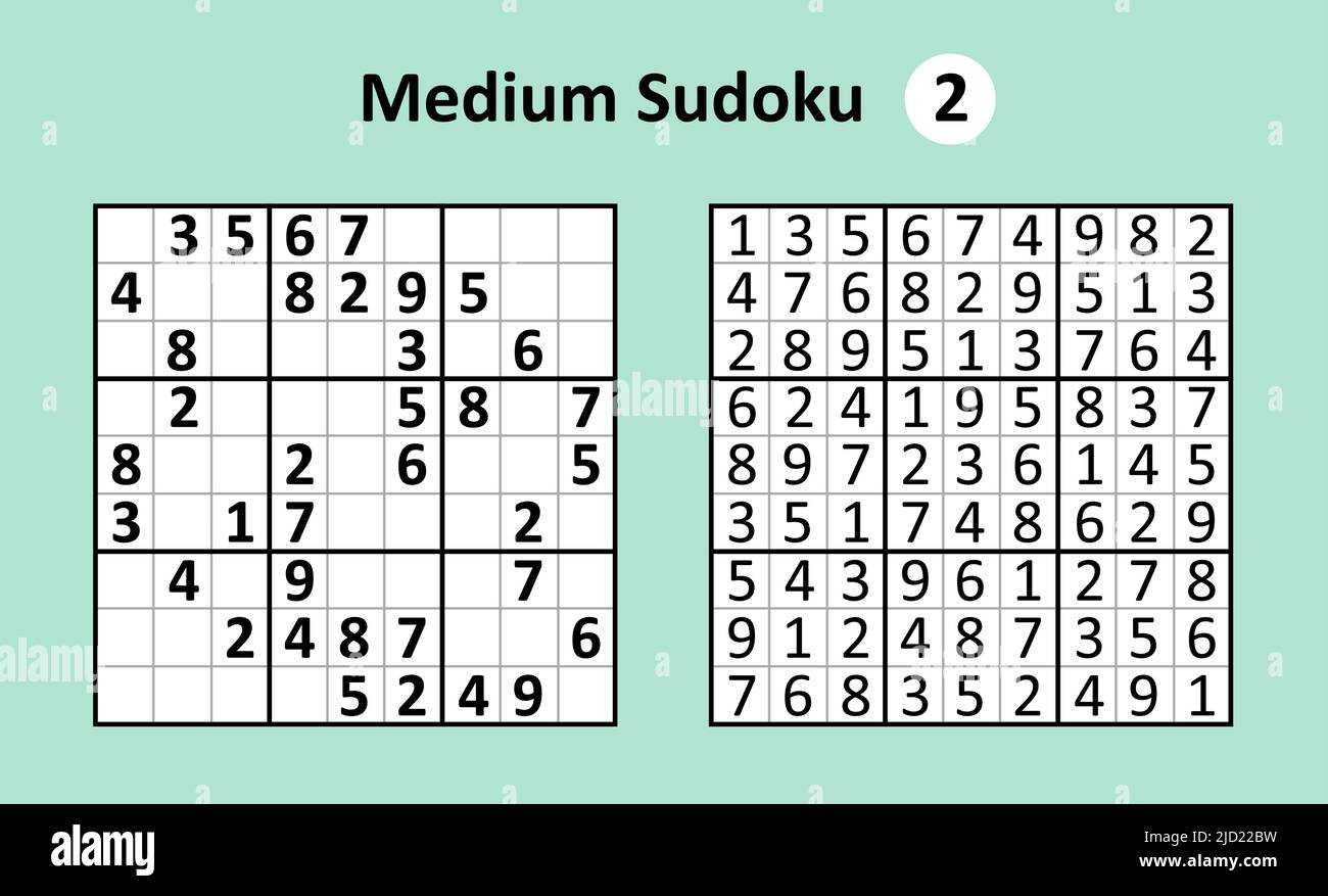 Sudoku game with answers. Medium complexity. Simple vector design set Sudoku Stock Vector Image ...