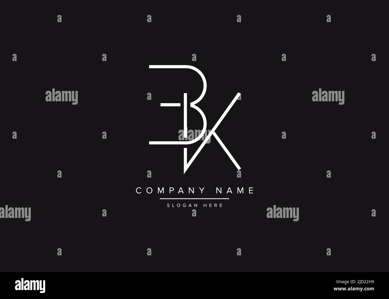 BK, abstract monogram vector logo design, initial logo, line art, logo ...