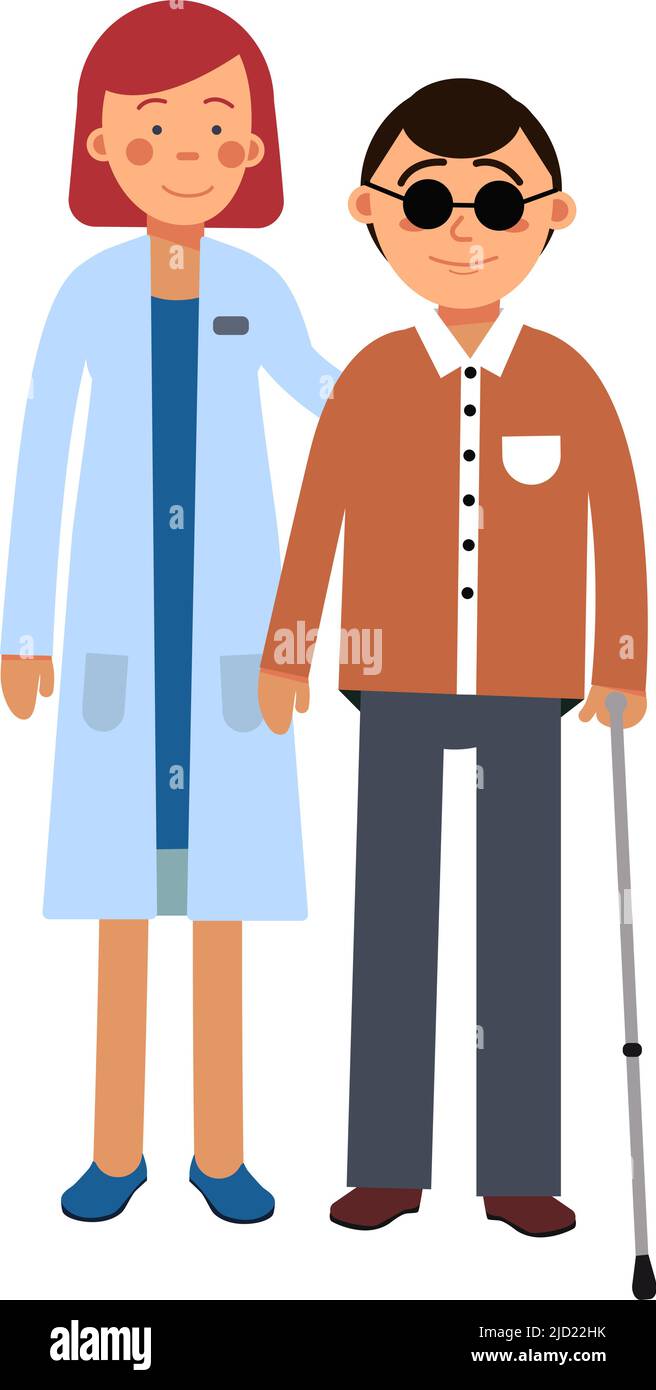Doctor helping blind man. Healthcare for disabled people Stock Vector ...