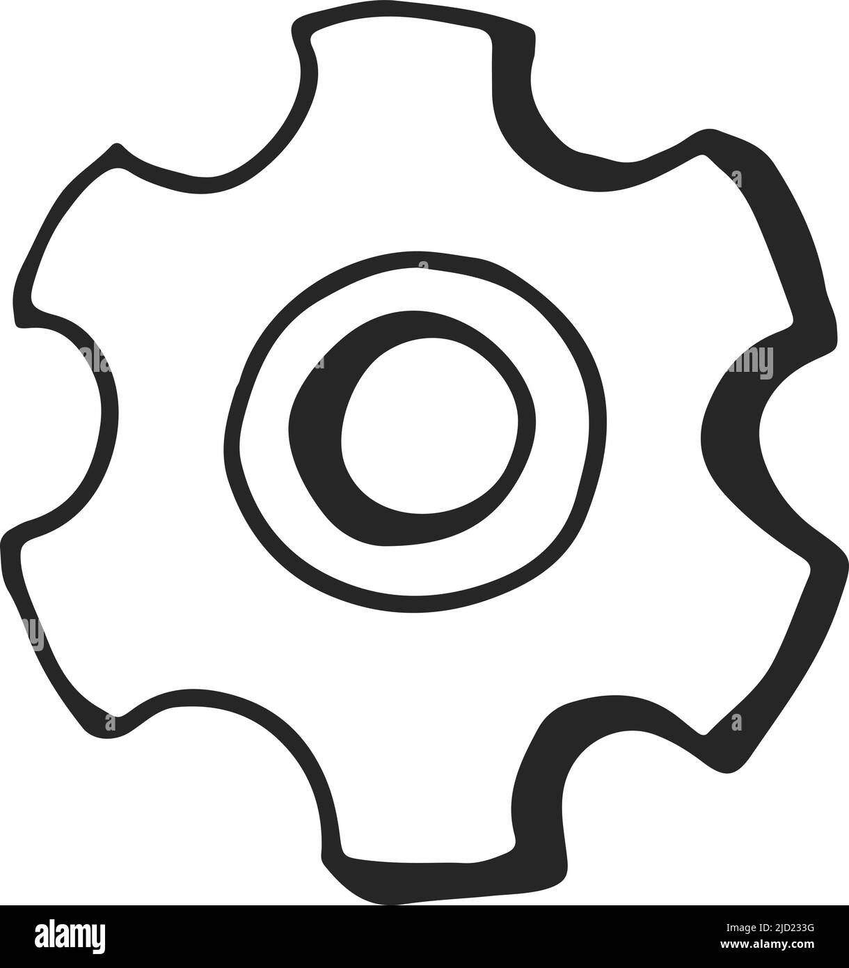 Gear doodle. Settings black icon. Mechanic symbol Stock Vector Image ...