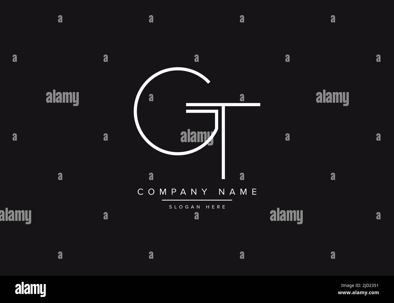 GT, abstract monogram vector logo design, initial logo, line art, logo ...