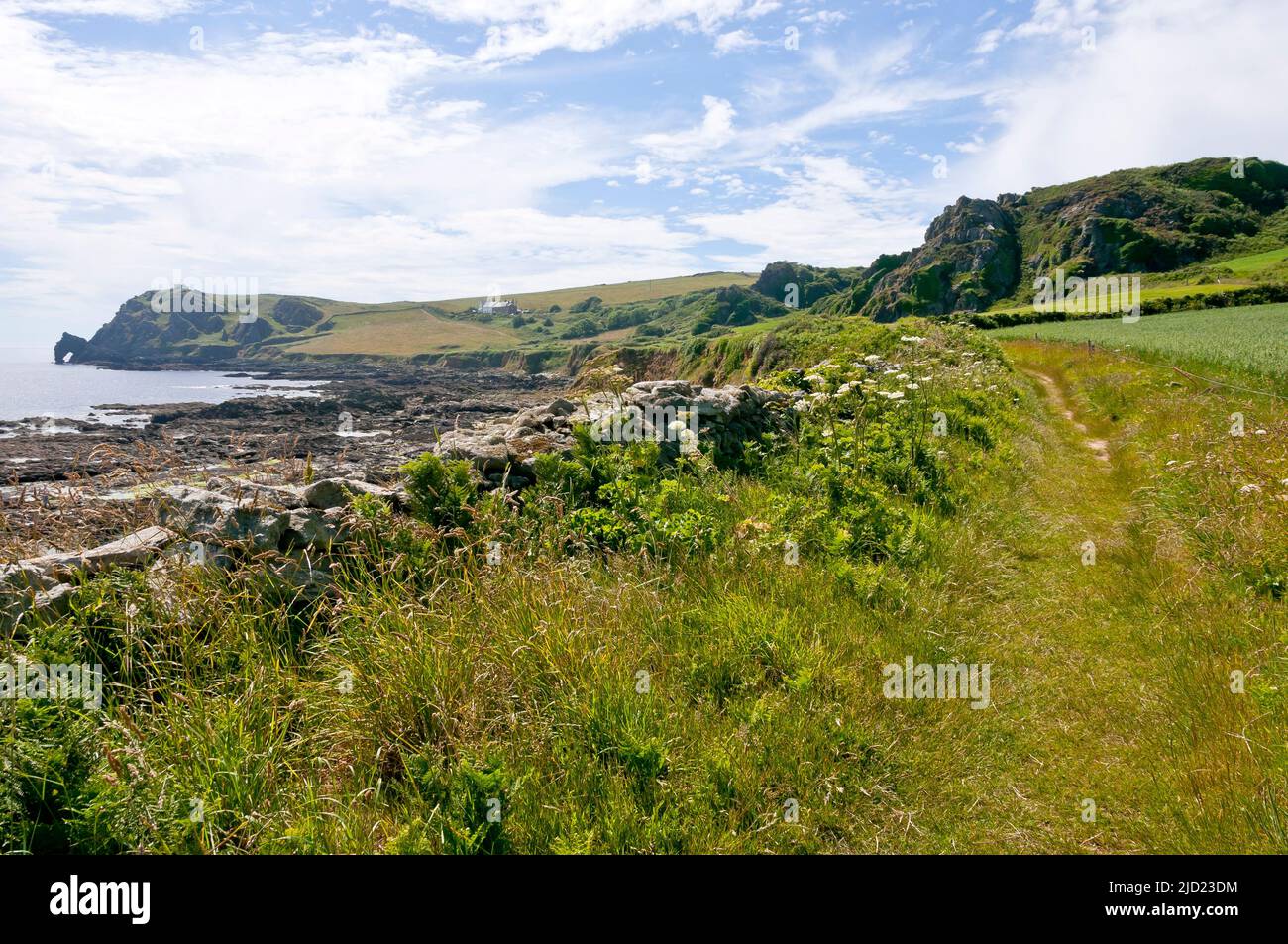 View towards the National Coast Watch lookout post at Prawle Point ...