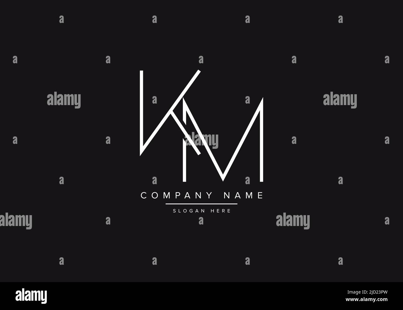 KM line art logo, abstract monogram letter logo vector illustration ...