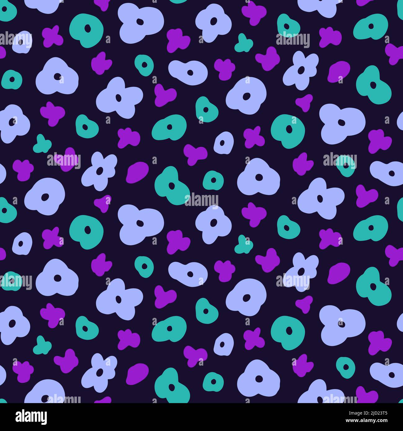 Neon Daisy flower vector seamless pattern. Hand drawn trendy floral ...