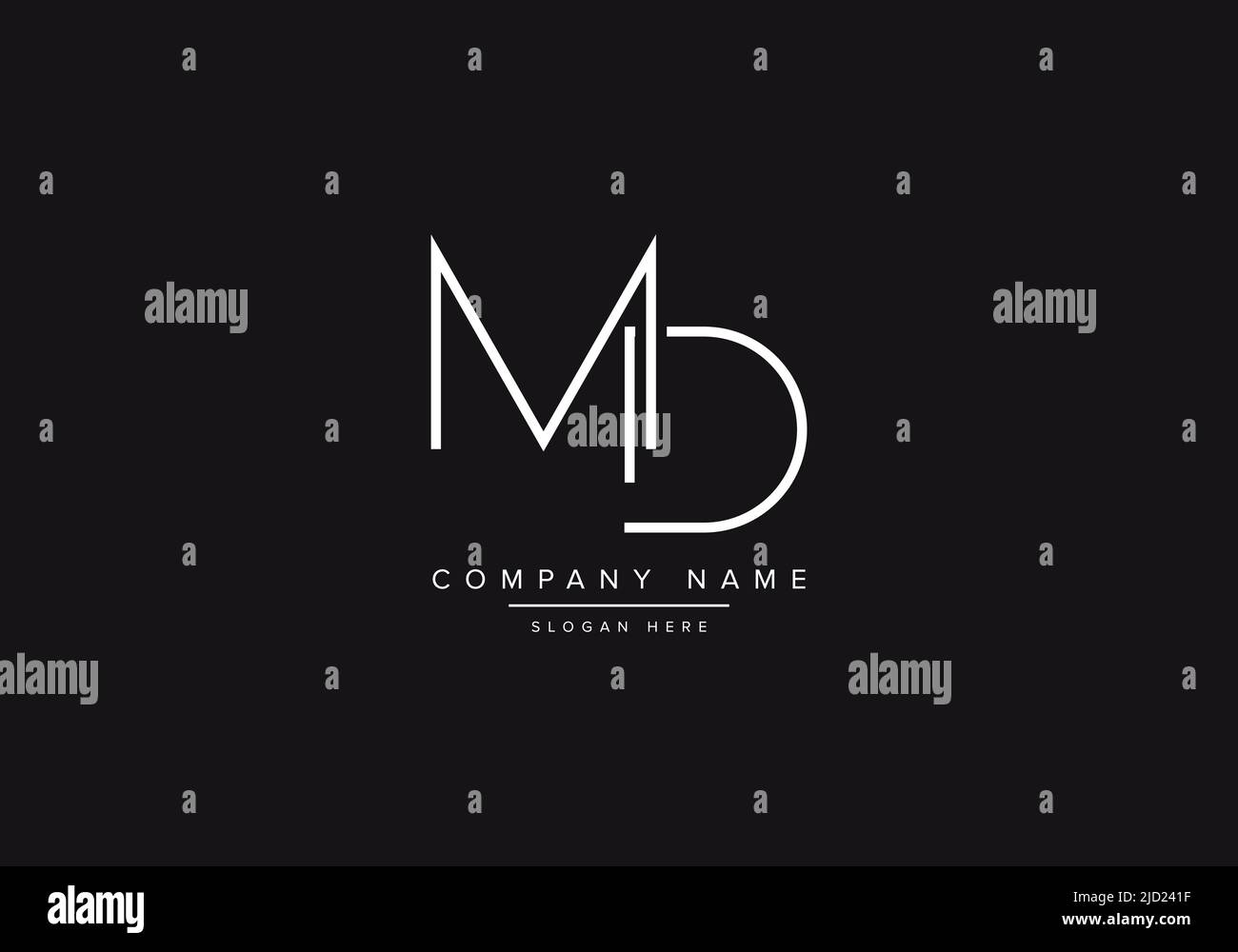 MD line art logo, abstract monogram letter logo vector illustration ...
