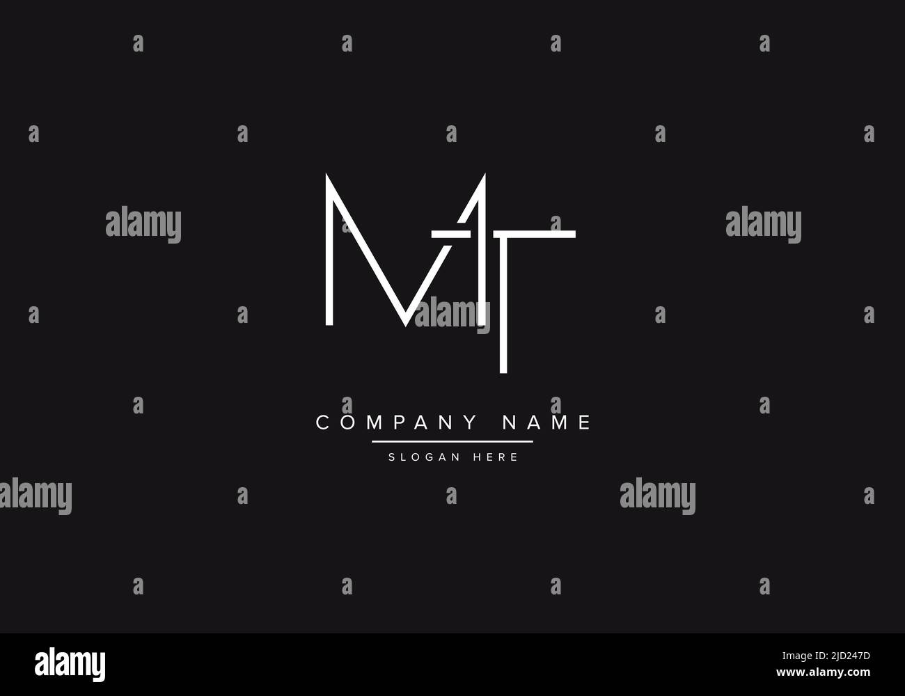 MT line art logo, abstract monogram letter logo vector illustration ...