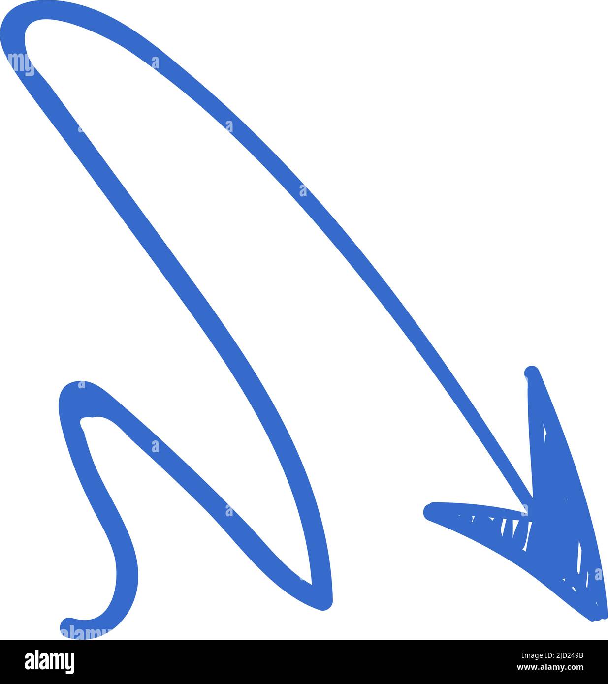 Curved arrow. Hand drawn curled blue symbol Stock Vector Image & Art ...