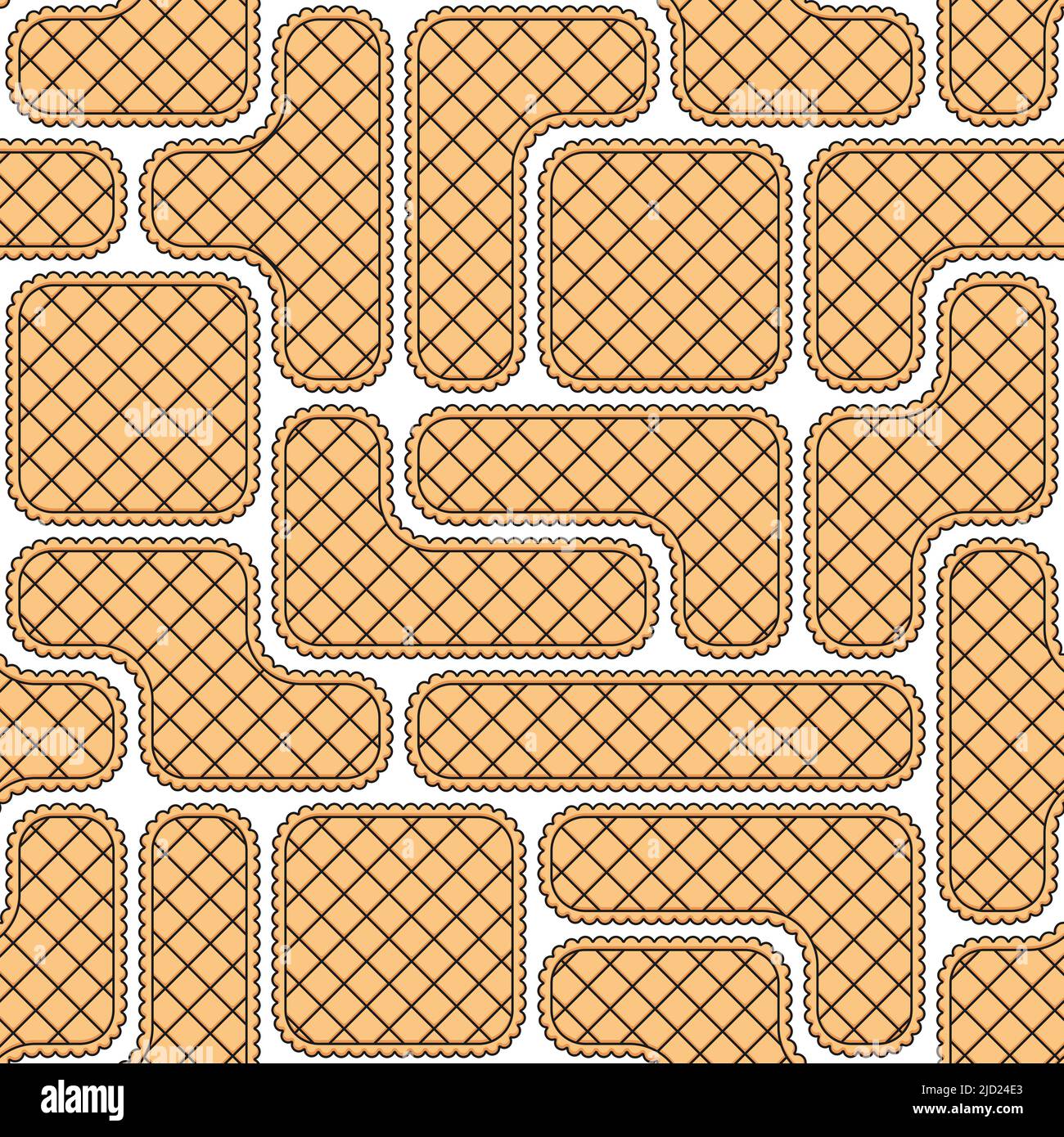 Seamless Pattern With Puzzles Of Cookies Wafer Waffle Colored Vector